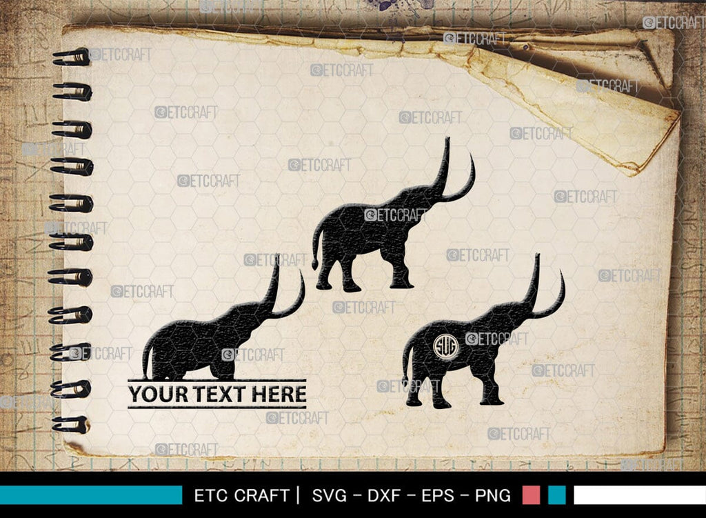 Elephant Monogram, Elephant Silhouette, Elephant SVG, Safari Animal Svg ...