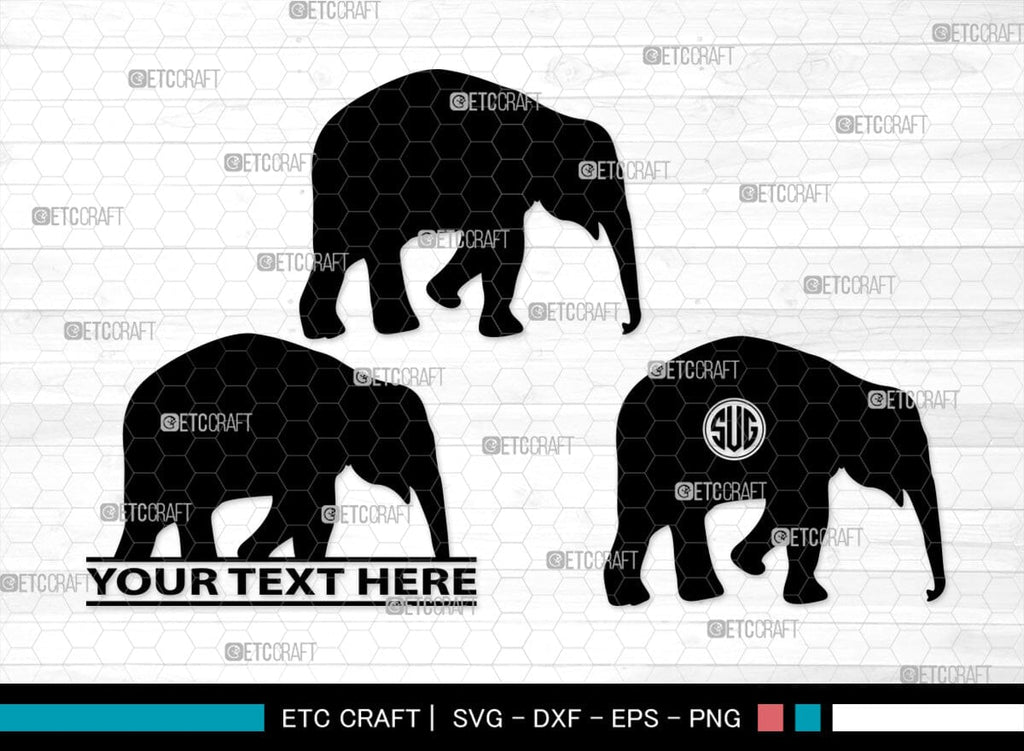 Elephant Monogram, Elephant Silhouette, Elephant SVG, Safari Animal Svg ...