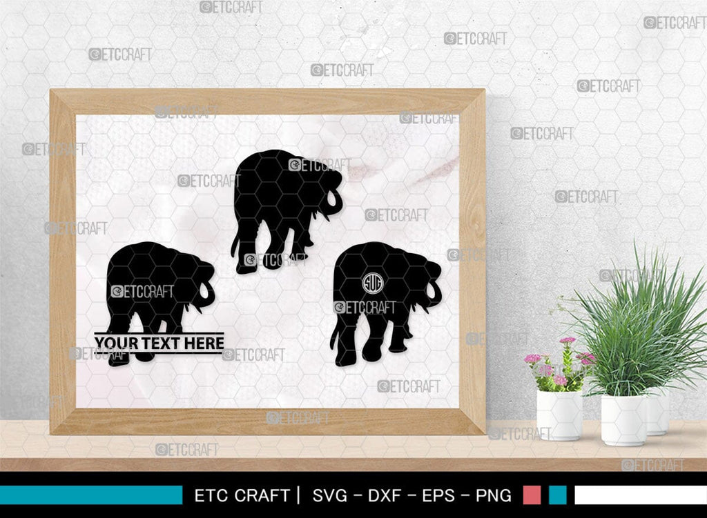 Elephant Monogram, Elephant Silhouette, Elephant SVG, Safari Animal Svg ...