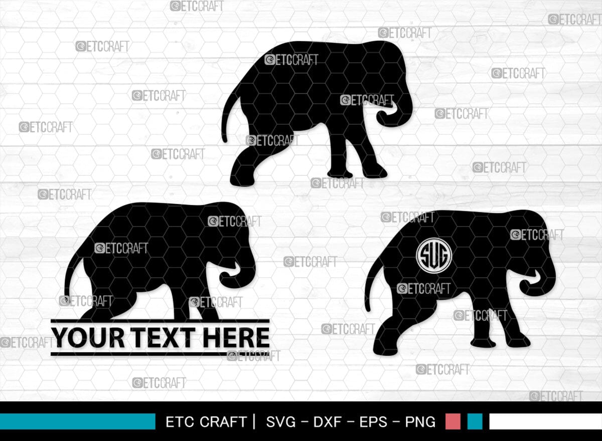 Elephant Monogram, Elephant Silhouette, Elephant SVG, Safari Animal Svg ...