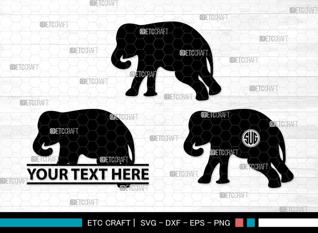 Elephant Monogram, Elephant Silhouette, Elephant SVG, Safari Animal Svg ...
