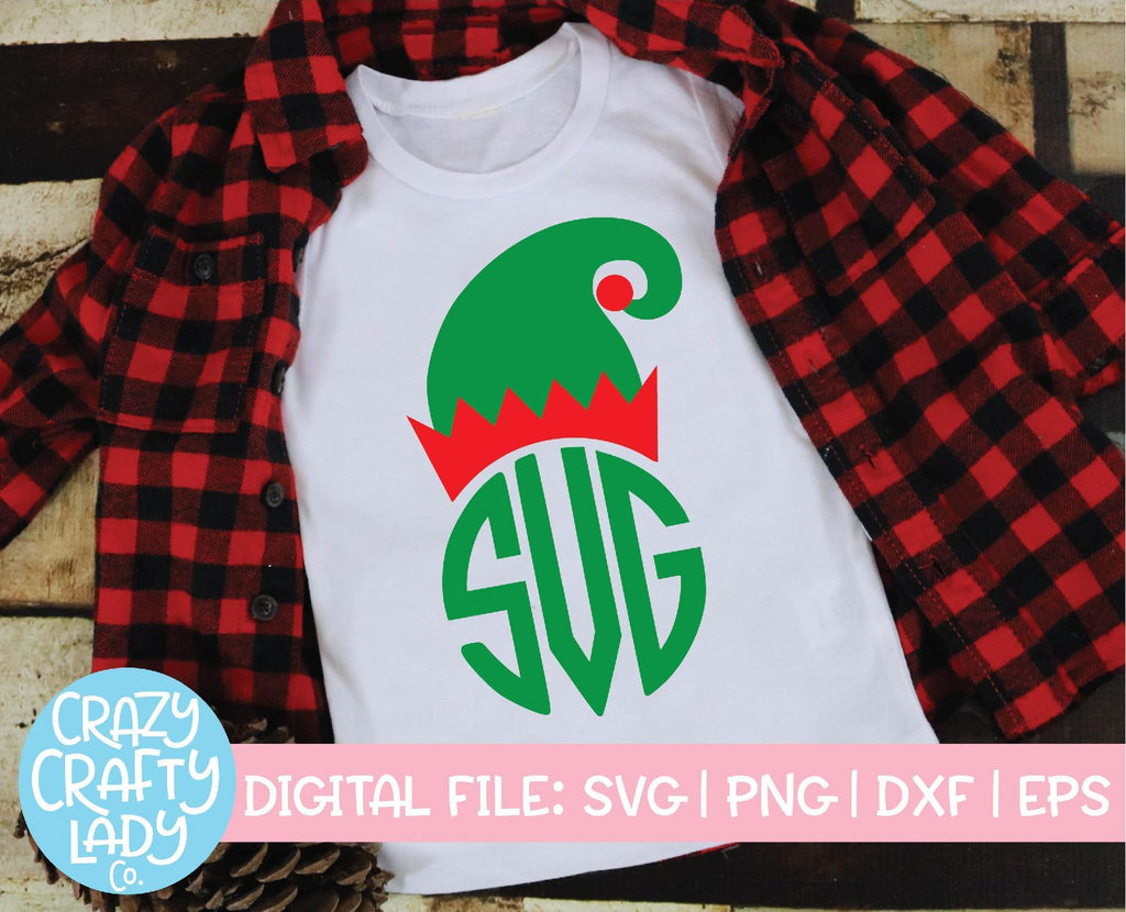 Elf Hat Monogram Frame | Christmas SVG Cut File - So Fontsy