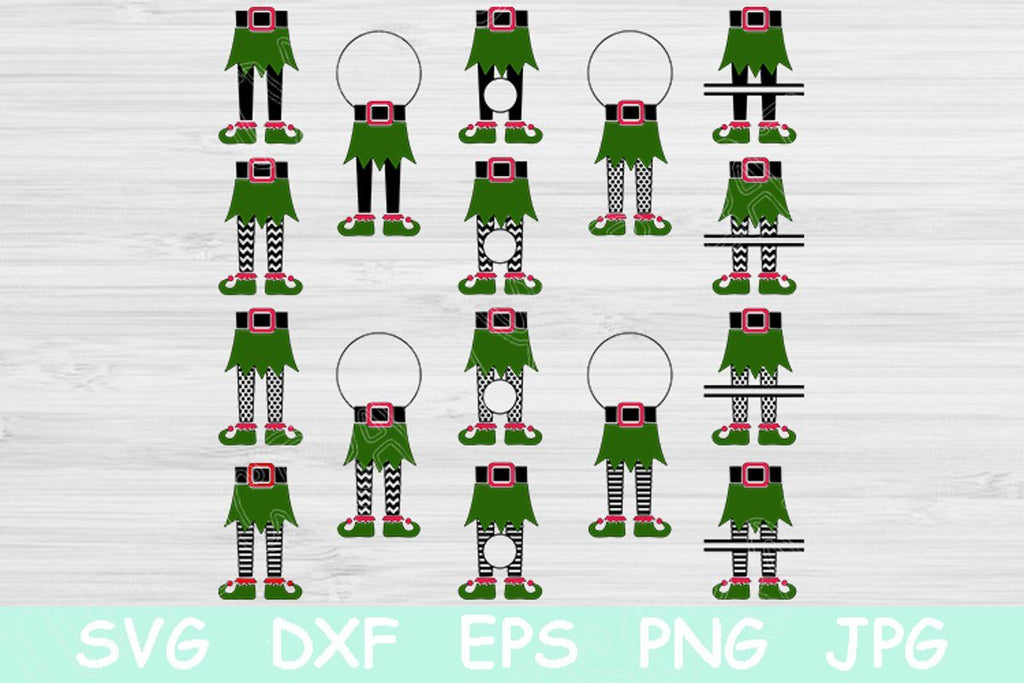 Elf Legs Svg, Elf Monogram Svg. Split Chevron,Polka Dots, and Striped ...