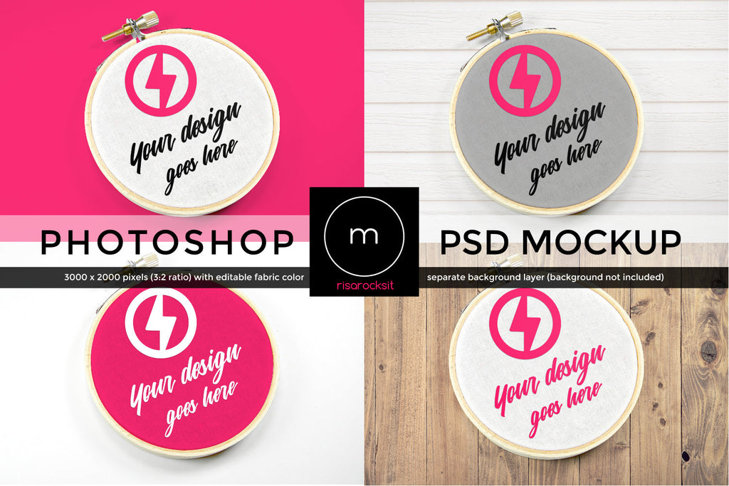 Embroidery Hoop Product Mock Up - So Fontsy