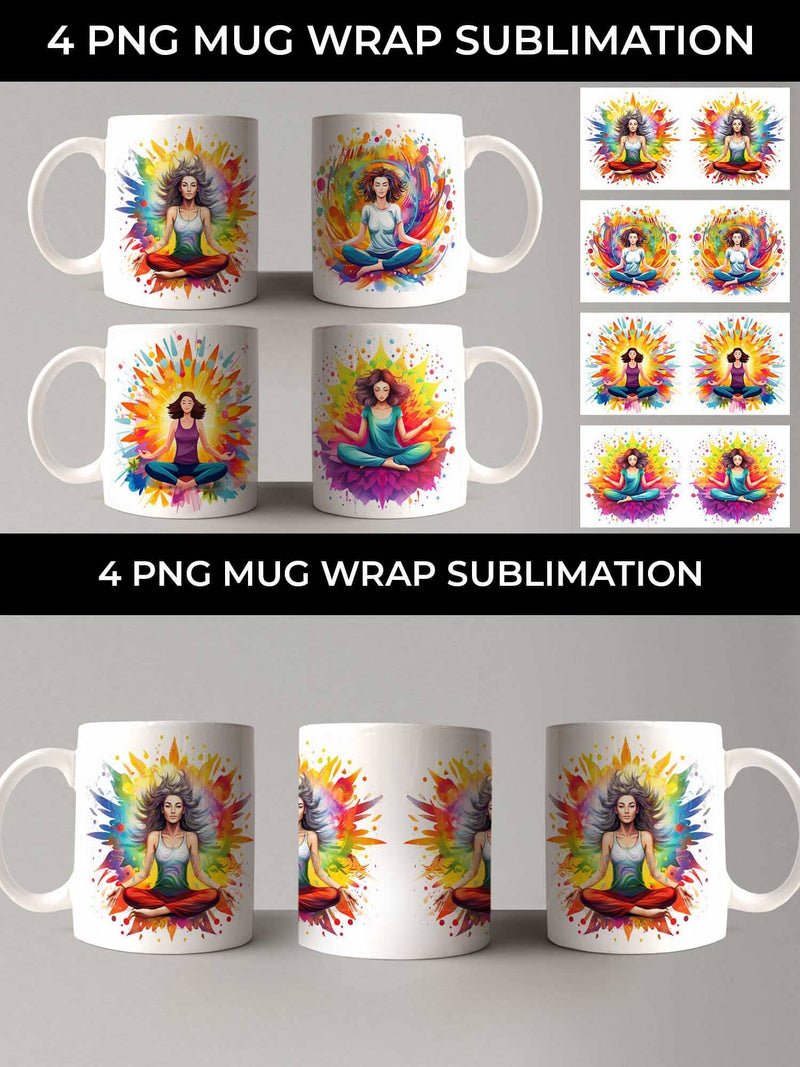 Empowerment Burst - Confident Yoga Mug Wrap Sublimation Bundle - So Fontsy