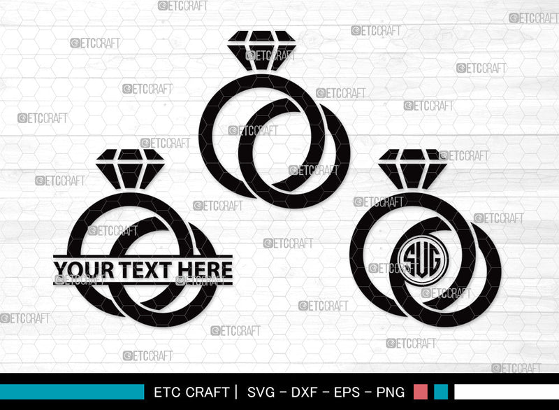 Engagement Ring Monogram SVG | Diamond Ring Svg | Wedding Ring Svg ...