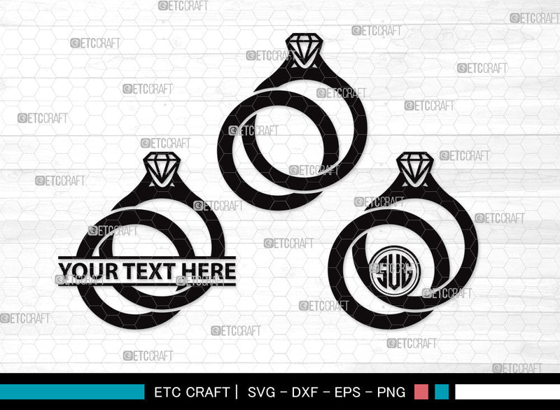 Engagement Ring Monogram SVG | Diamond Ring Svg | Wedding Ring Svg ...