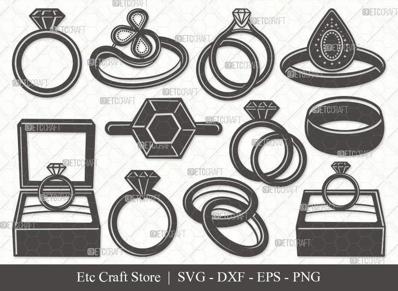 Engagement Ring Silhouette SVG Cut File | Diamond Ring Svg | Wedding ...