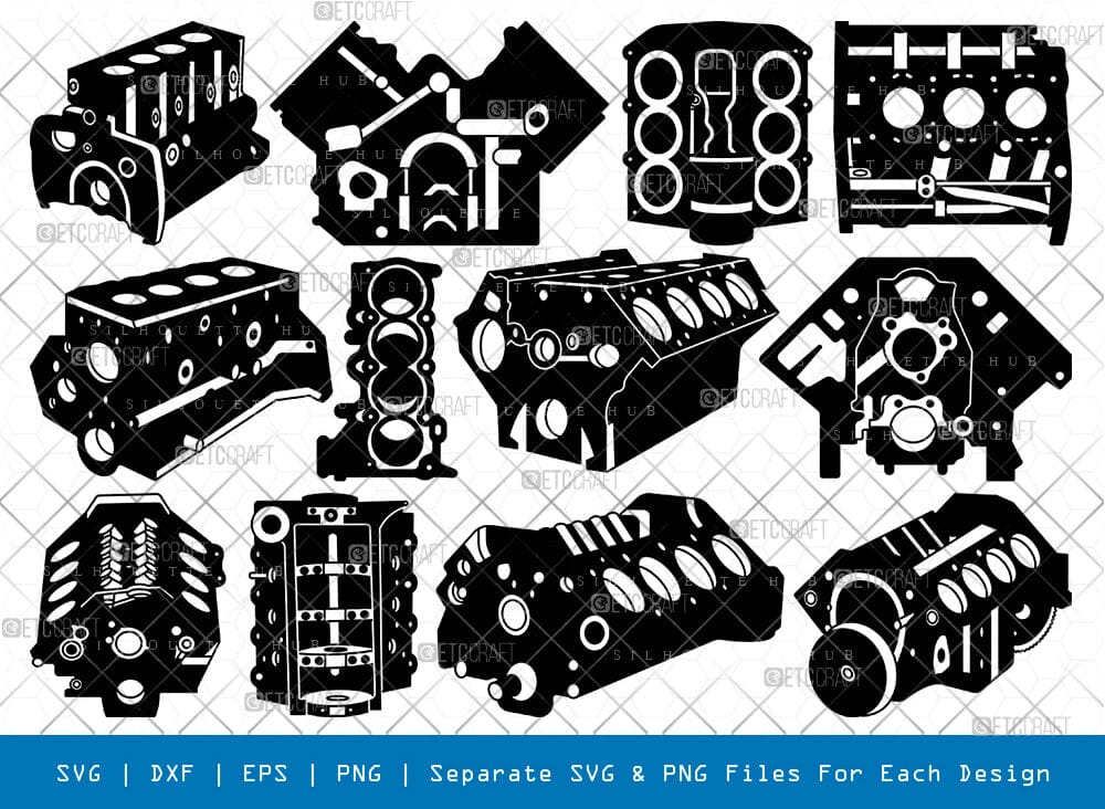 Engine Block Silhouette, Engine Block SVG, Cylinder Block Svg, Engine ...