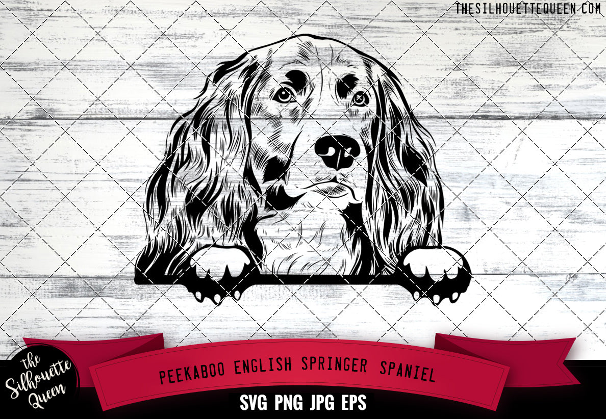 English Springer Spaniel Peek A Boo | Peekaboo | Peeking Dog Face SVG ...