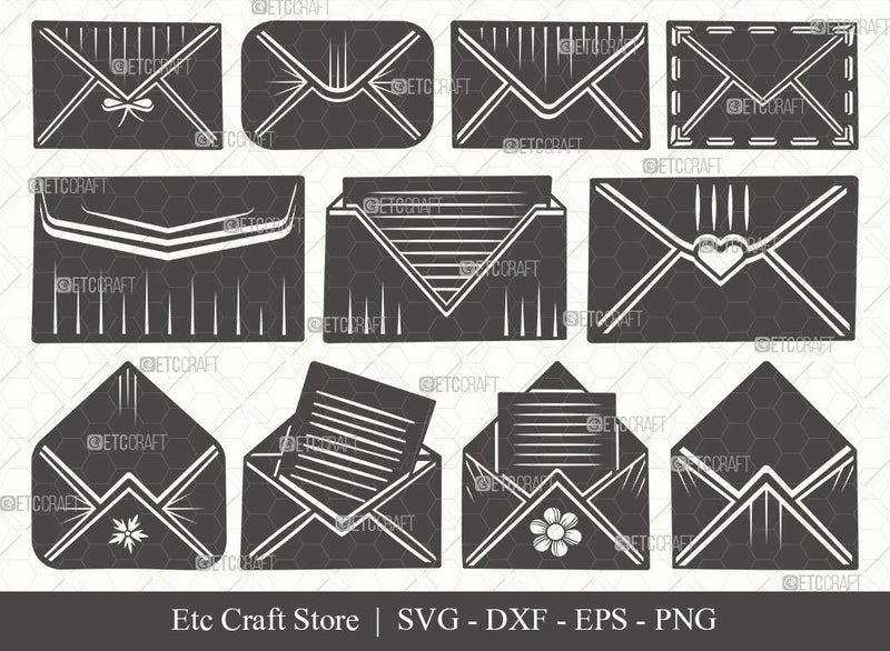 Envelope Silhouette SVG Cut File | Mail Svg | Heart Envelope Svg ...