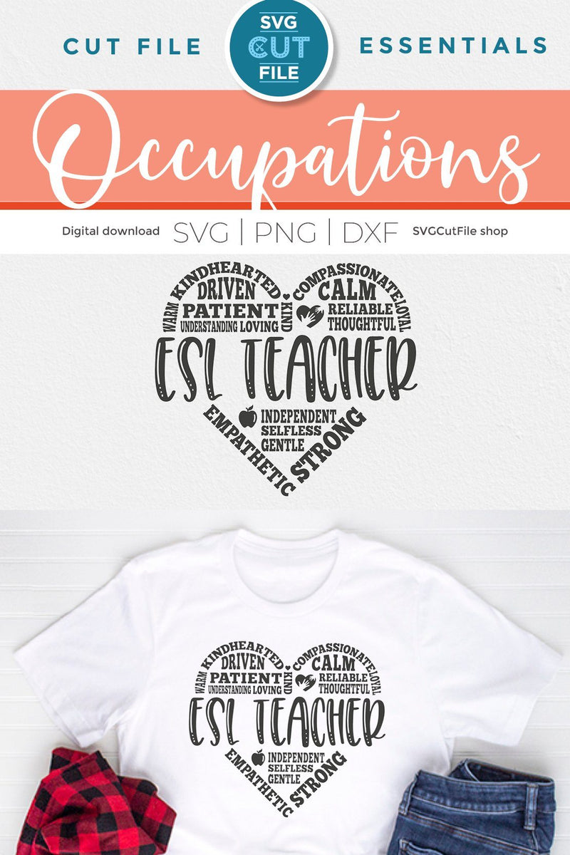 ESL Teacher svg, English as Second Language svg subway art heart - So ...