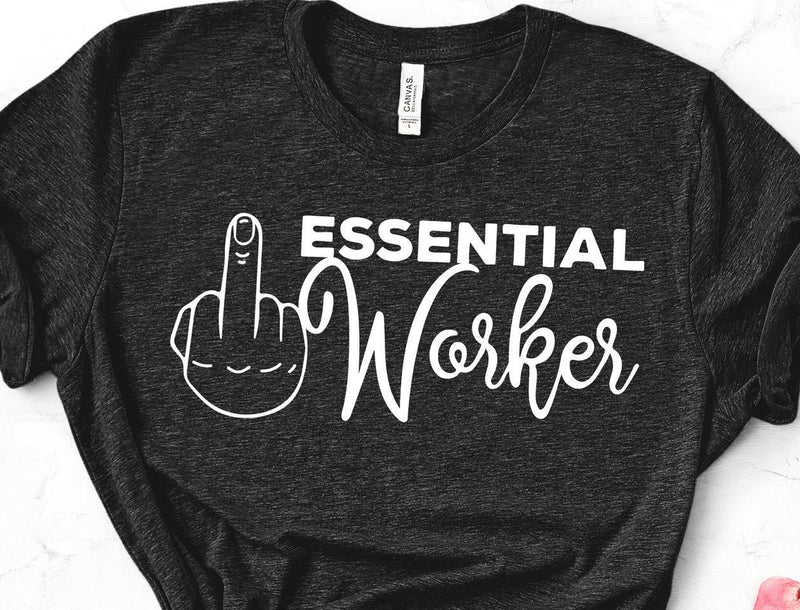 Funny Middle Finger Essential Worker SVG Design | So Fontsy