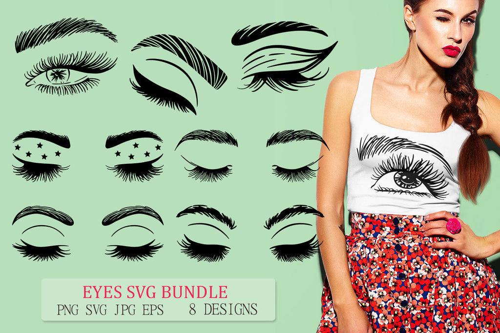 Eyes SVG Bundle | Stylish Make Up Designs | Lashes Silhouettes - So Fontsy