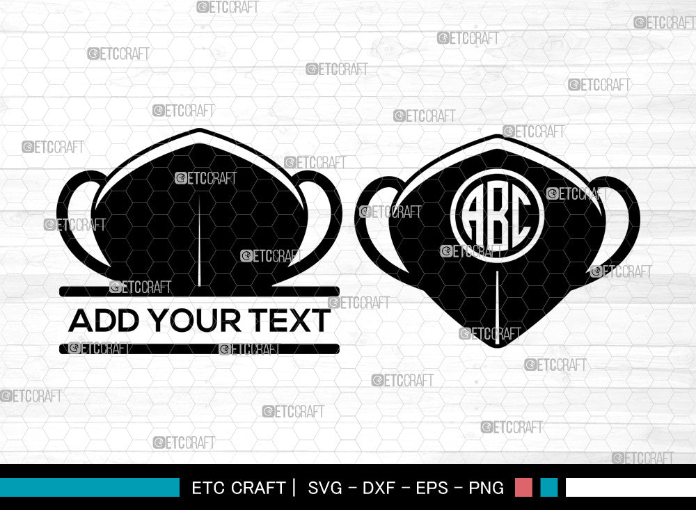 Face Mask Monogram SVG, Split Monogram Svg, Quarantine Mask Svg, Face ...