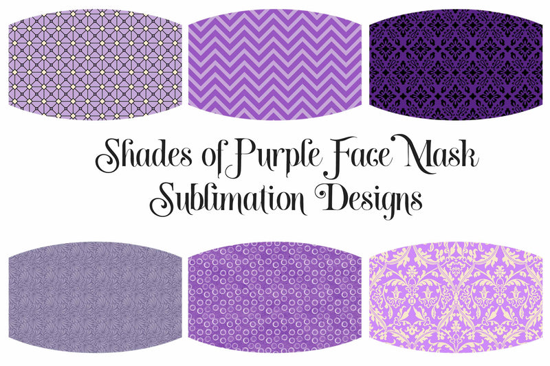 Face Mask Sublimation Designs - Shades of Purple PNG Files - So Fontsy
