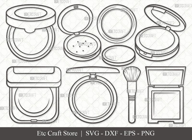 Face Powder Outline SVG Cut File | Face Powder Mirror SVG Svg | Mirror ...