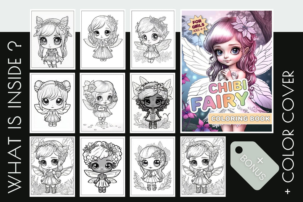 Fairies Coloring Page Bundle, Printable Kids Coloring Book - So Fontsy