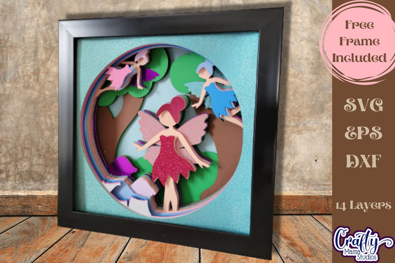 Fairies Svg Shadow Box, 3D Layered Fairy Garden Cut File - So Fontsy