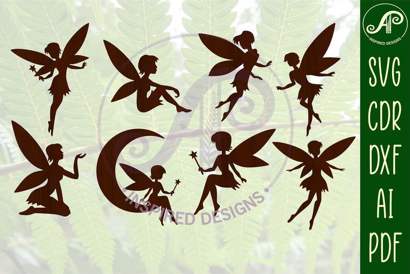 Fairy designs, 8 laser cut shapes SVG - So Fontsy