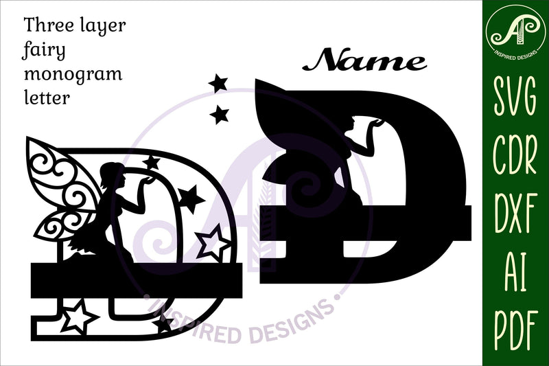 Fairy Letter D Monogram SVG Cut File - So Fontsy