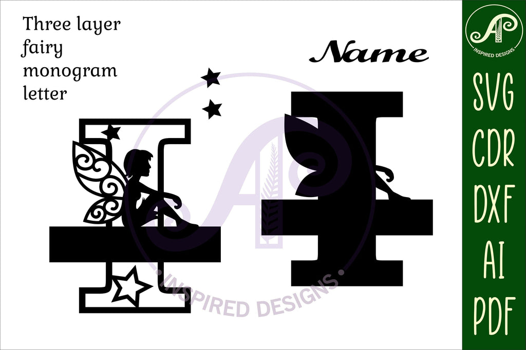 Fairy Letter I Monogram SVG Cut File - So Fontsy