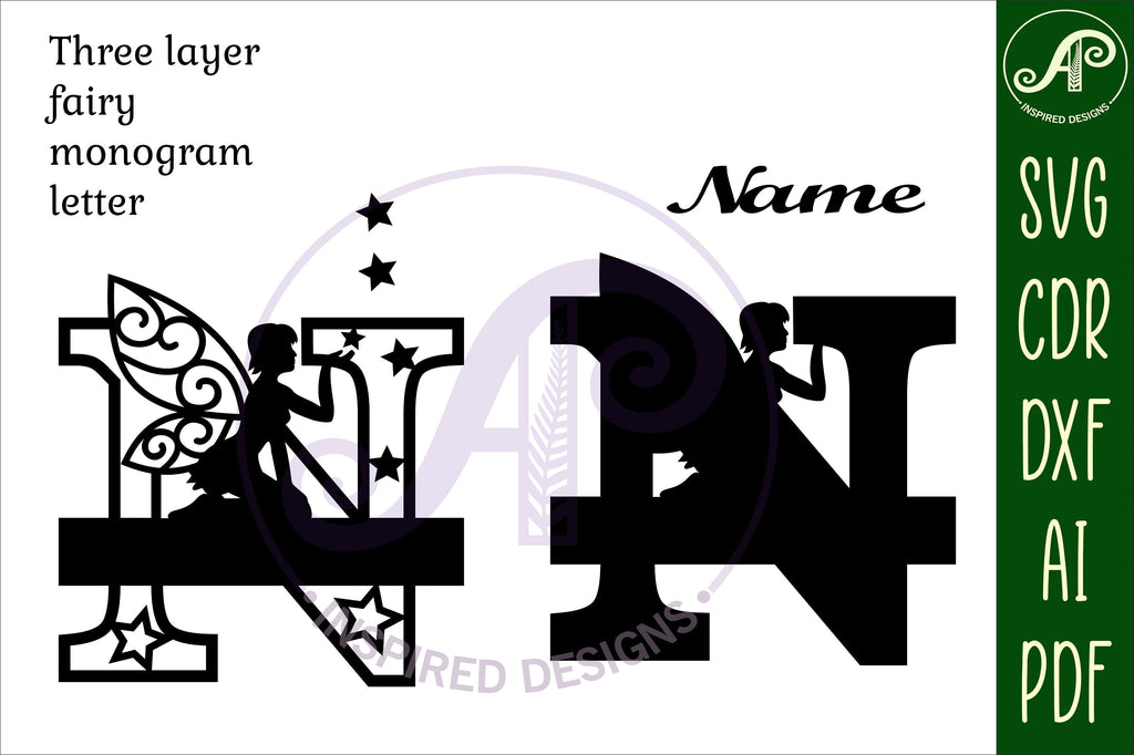 Fairy Letter N Monogram SVG Cut File - So Fontsy