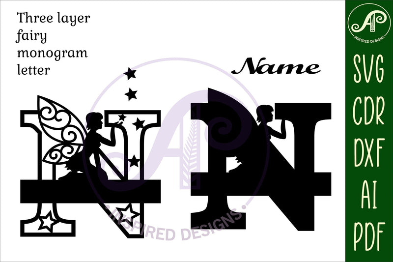 Fairy Letter N Monogram SVG Cut File - So Fontsy