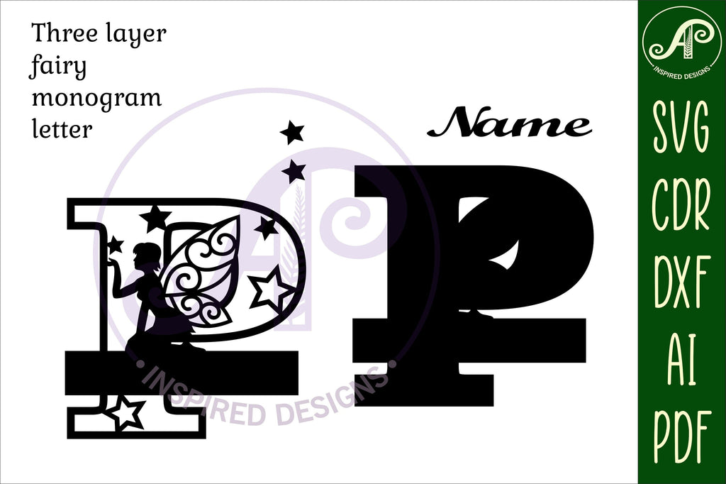 Fairy Letter P Monogram SVG Cut File - So Fontsy