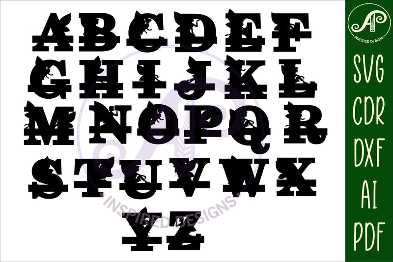 Fairy monogram letter Name signs 3 layer design bundles - So Fontsy