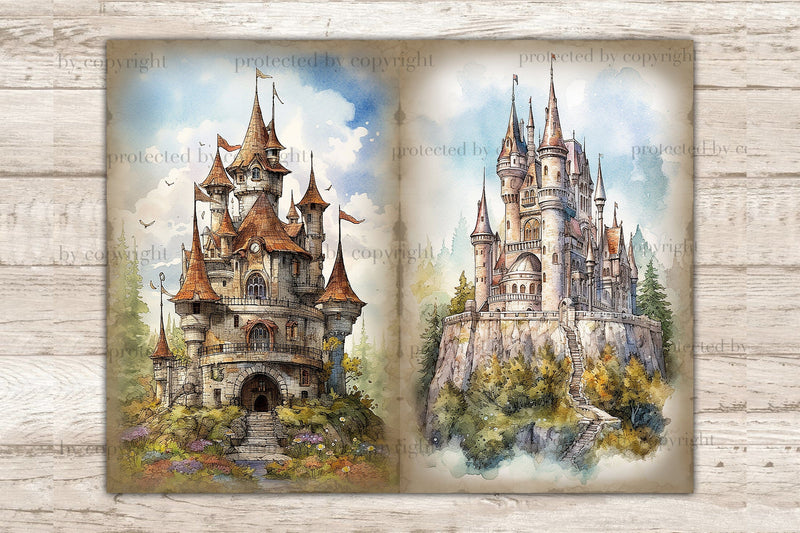 Fairytale Castle Junk Journal | Magic Scrapbooking Paper - So Fontsy
