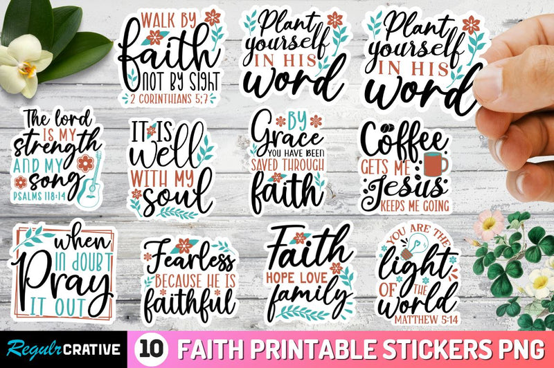 Faith Printable Stickers Png Bundle - So Fontsy