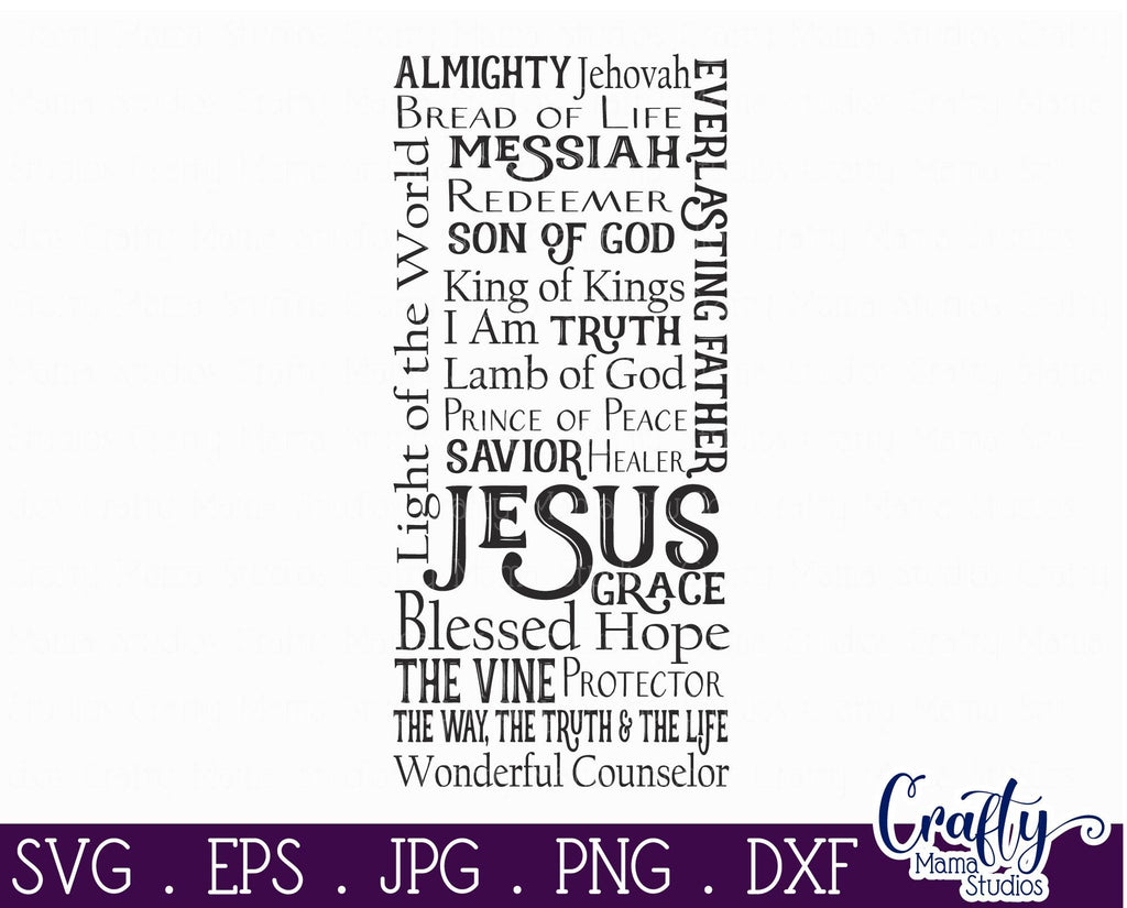Faith Svg - Inspirational Svg - Christian Svg - Names of Jesus SVG - So ...