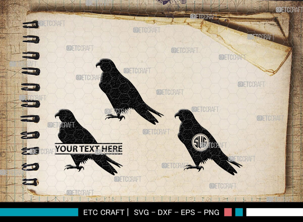 Falcon Bird Monogram, Falcon Bird Silhouette, Falcon Bird SVG, Bird Svg ...