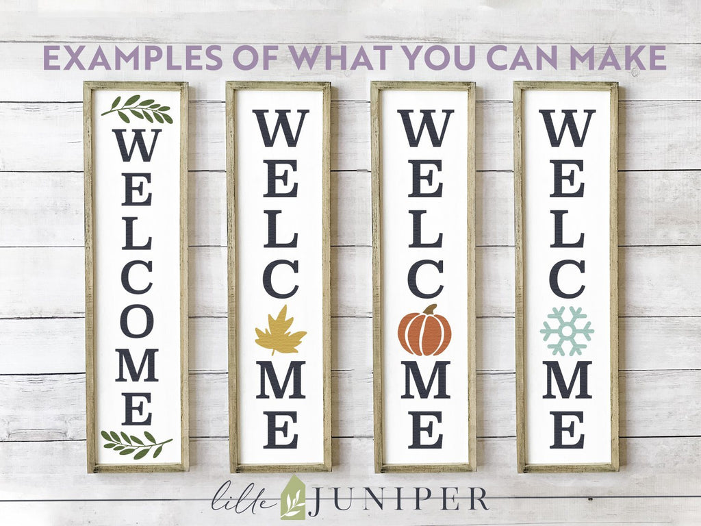 Fall and Winter Vertical Welcome Sign Kit | Farmhouse Sign Design - So ...