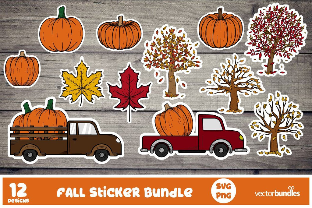 Fall autumn sticker bundle png - So Fontsy