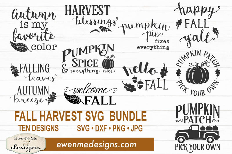 Fall Autumn SVG Bundle - Pumpkin - Leaves - Truck SVG - So Fontsy