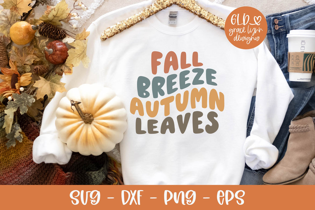 Fall Breeze Autumn Leaves - Retro Fall SVG - So Fontsy