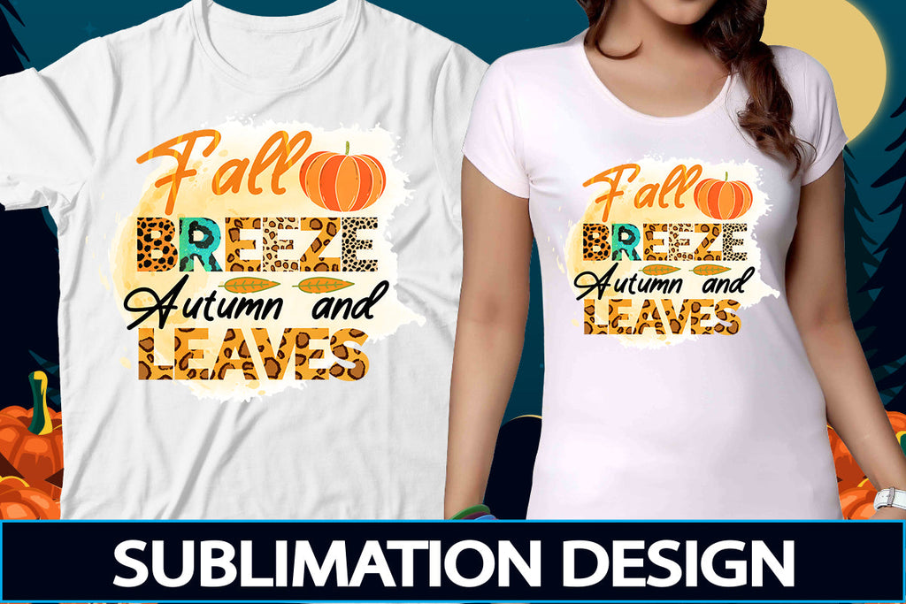 Fall Breeze Autumn Leaves Sublimation PNG File - So Fontsy