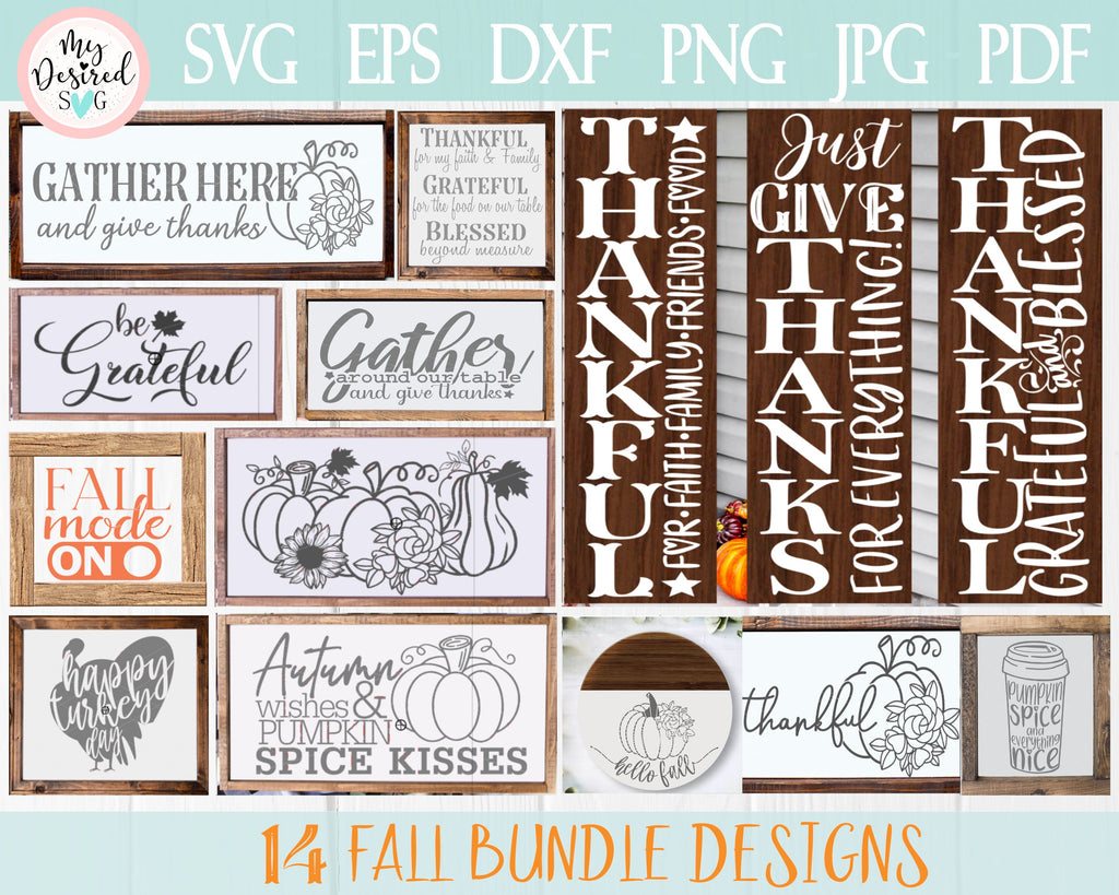 Fall Bundle SVG, Fall Porch Sign Svg, Thankfull SVG, fall vertical ...