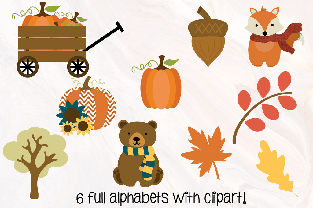 Fall Doodle Letters PNG, Autumn Alpha Bundle - So Fontsy