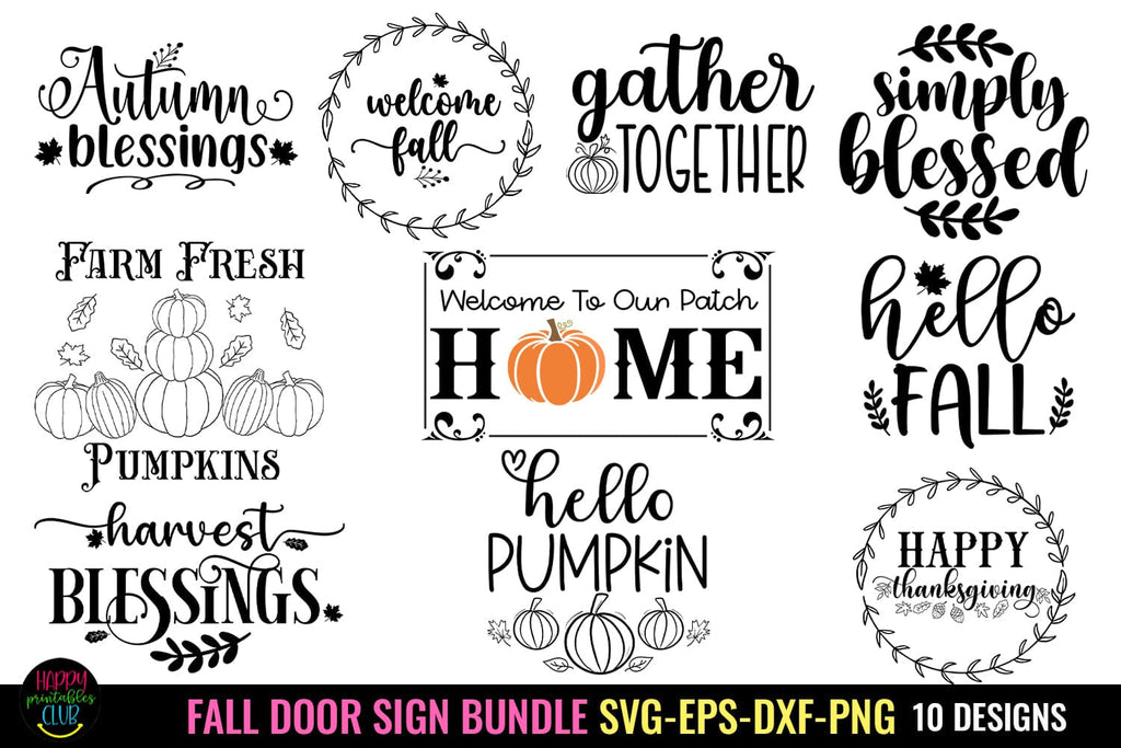 Fall Door Sign SVG Bundle I Fall Sign SVG Bundle I Autumn SVG - So Fontsy