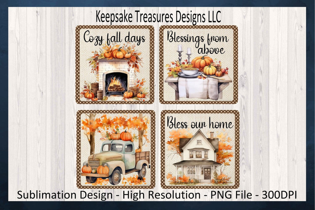 Fall Farmhouse Drink Coaster Templates, Rustic Farmhouse Decor ...