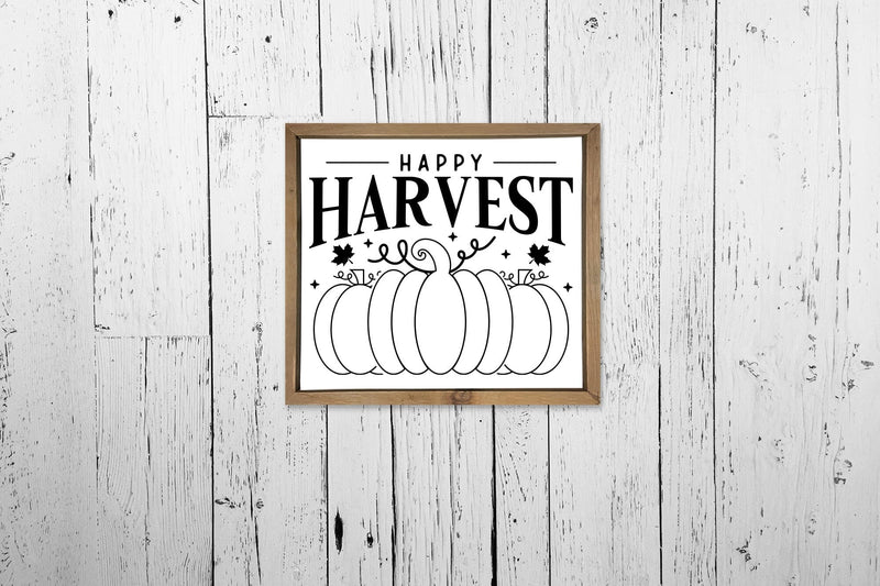 Fall Farmhouse Sign SVG | Happy Harvest SVG - So Fontsy