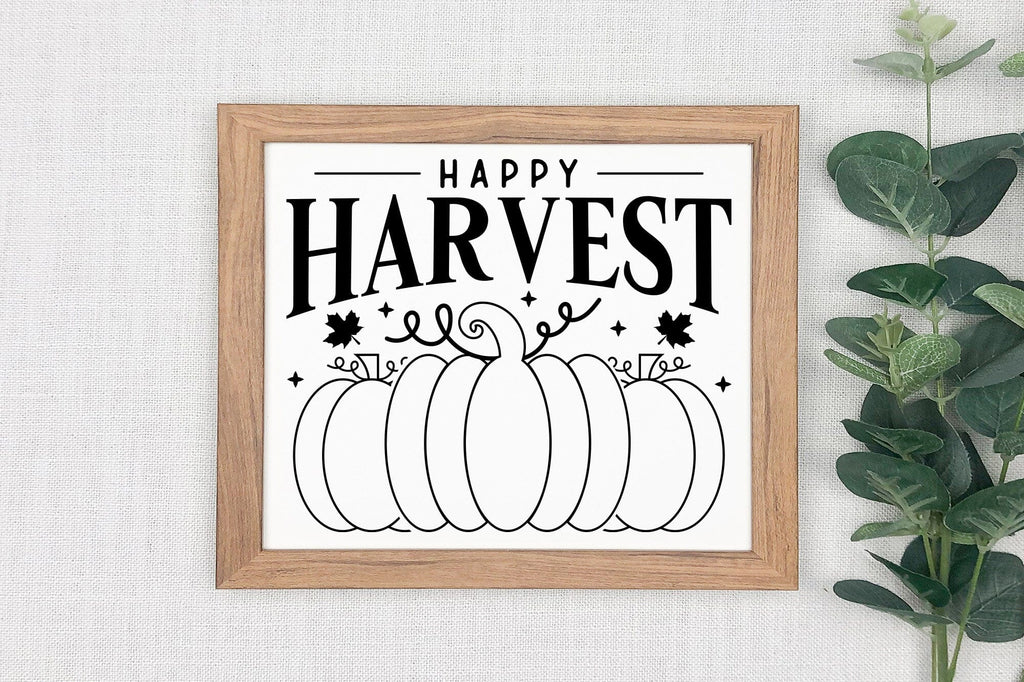 Fall Farmhouse Sign SVG | Happy Harvest SVG - So Fontsy