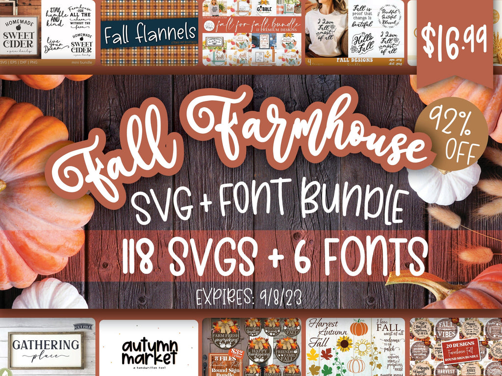 Fall Farmhouse SVG + Font Bundle - So Fontsy