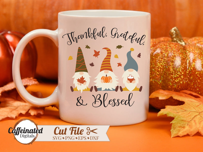 Fall Gnomes SVG, Thankful Grateful Blessed - So Fontsy