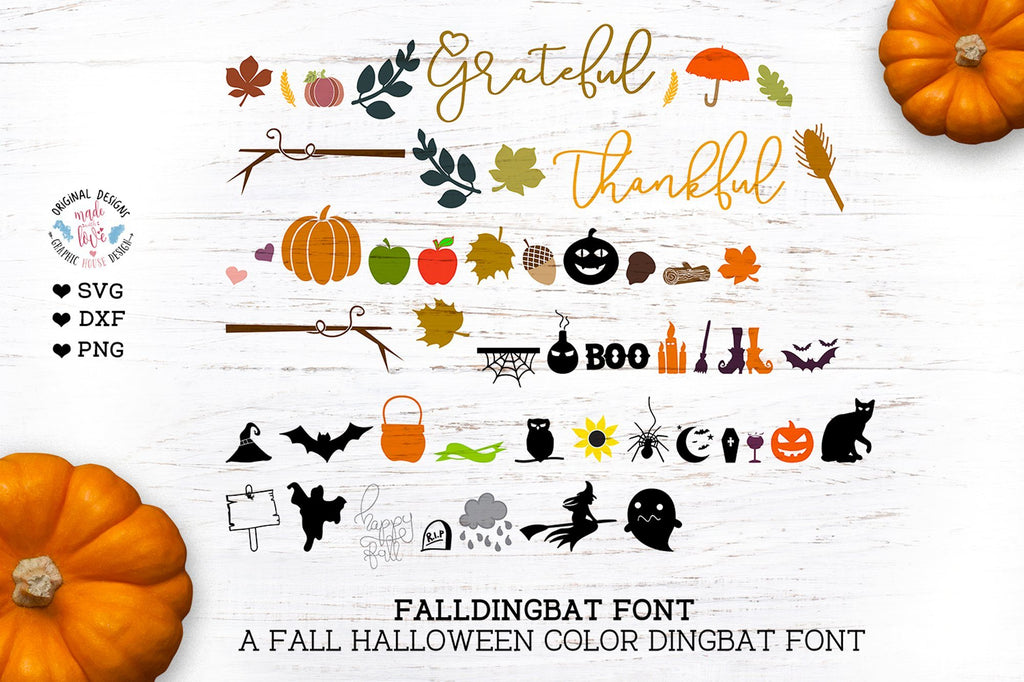 Fall Halloween Dingbat Color Font - So Fontsy