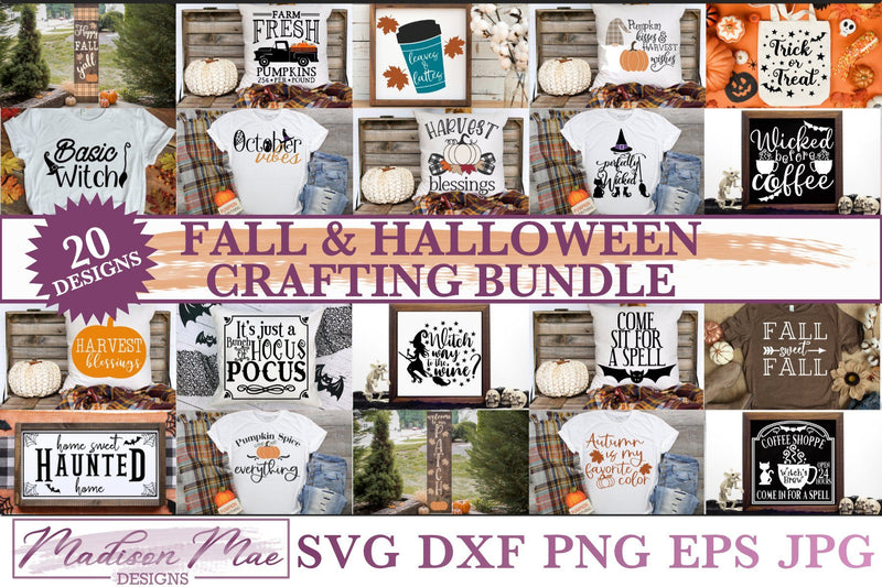 Fall & Halloween SVG Bundle - 20 Fall/Halloween Designs - So Fontsy