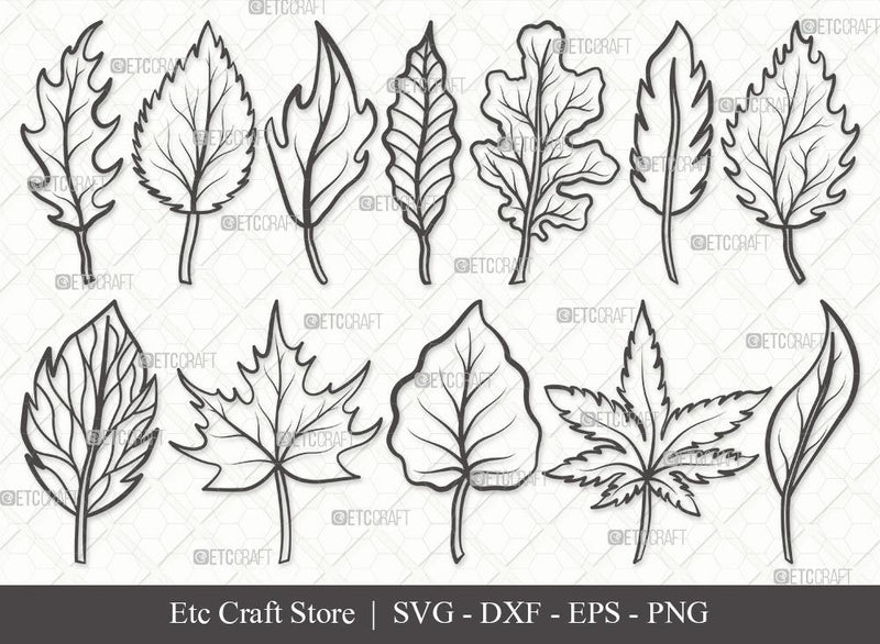 Fall Leaf Outline SVG Cut Files | Fall Leaves Bundle | Autumn Leaf ...